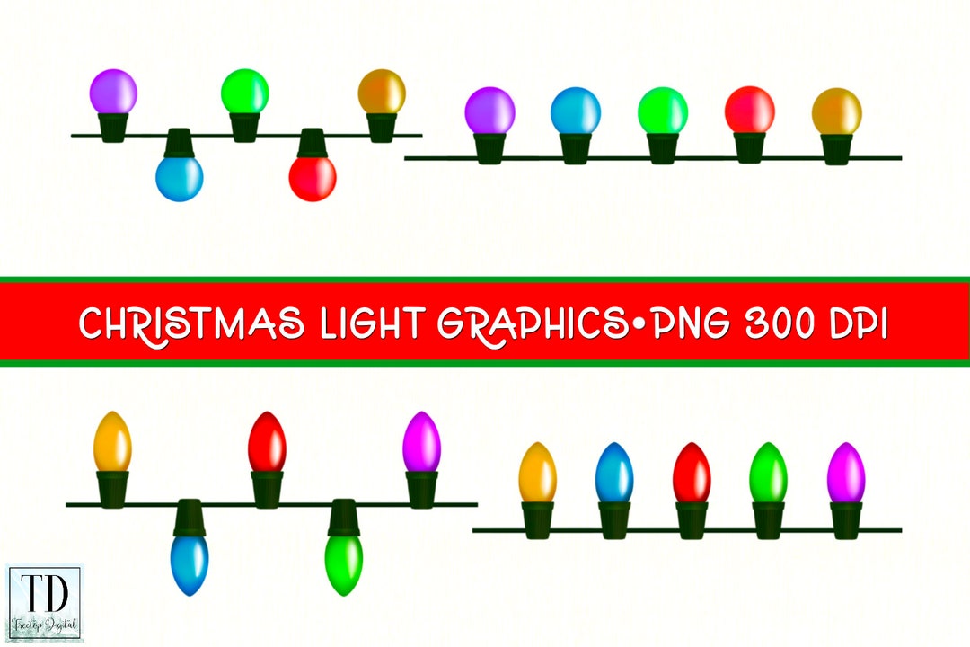 Christmas Lights Clipart Set. Christmas Tree Lights Graphics - Etsy