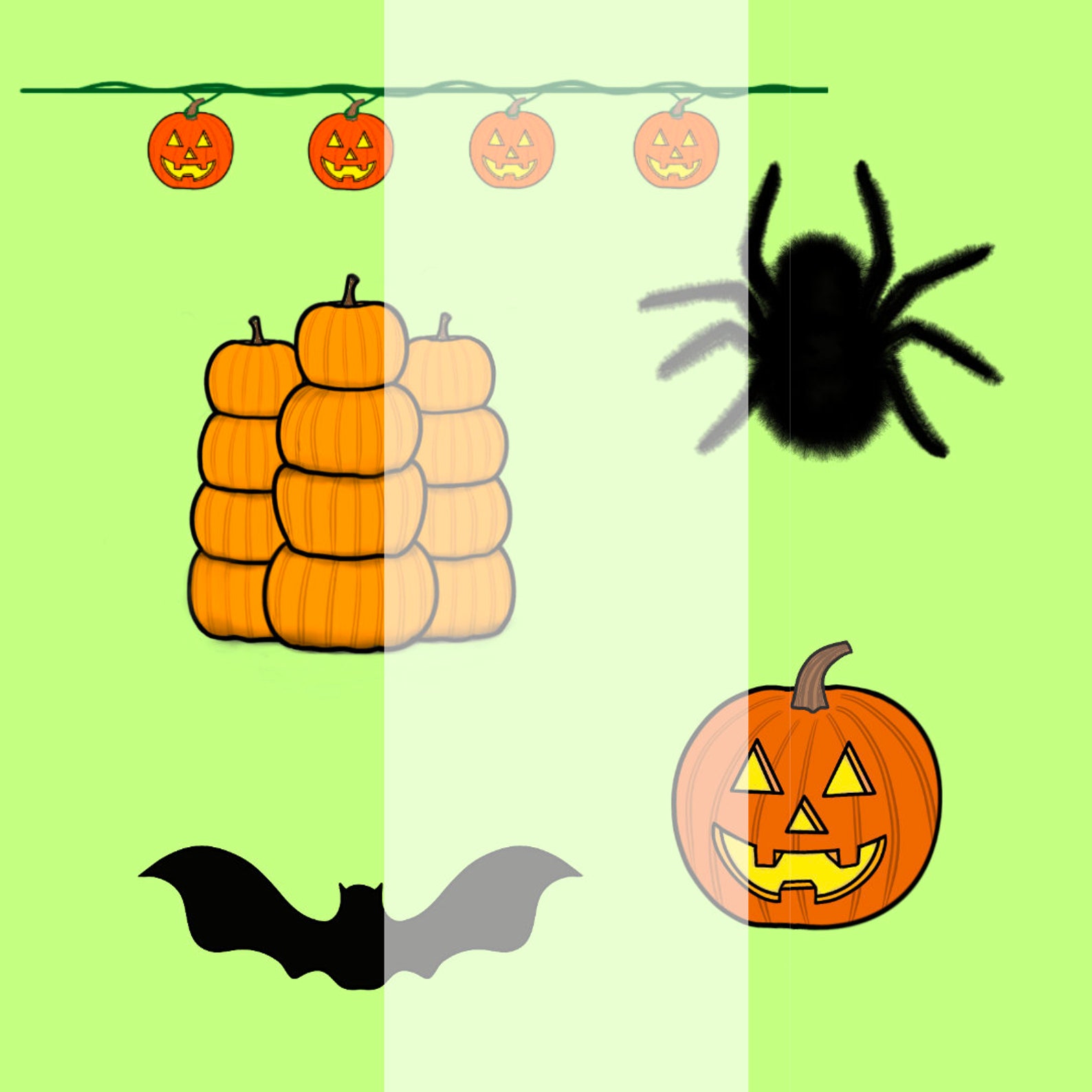 Halloween Clipart Set. Bats Black Cat Spiders Webs - Etsy