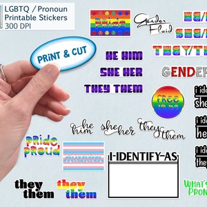 LGBTQ, Pronoun Printable Stickers, Gender Print and Cut PNG Labels - Etsy