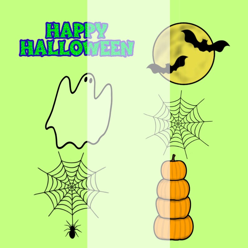 Halloween Clipart Set. Bats Black Cat Spiders Webs - Etsy