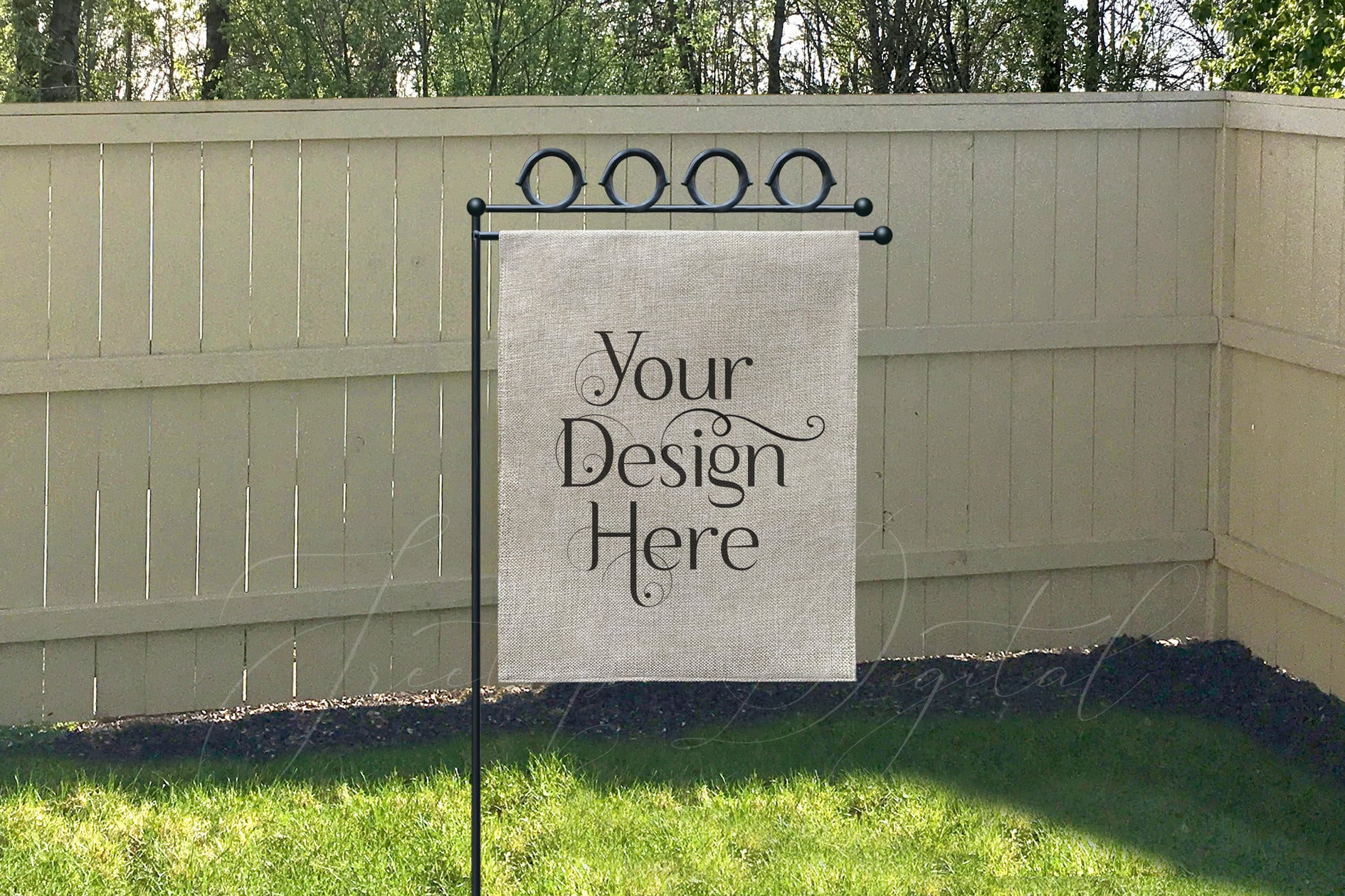 Yard Flag Mockup With White and Burlap Flags Garden Flag - Etsy
