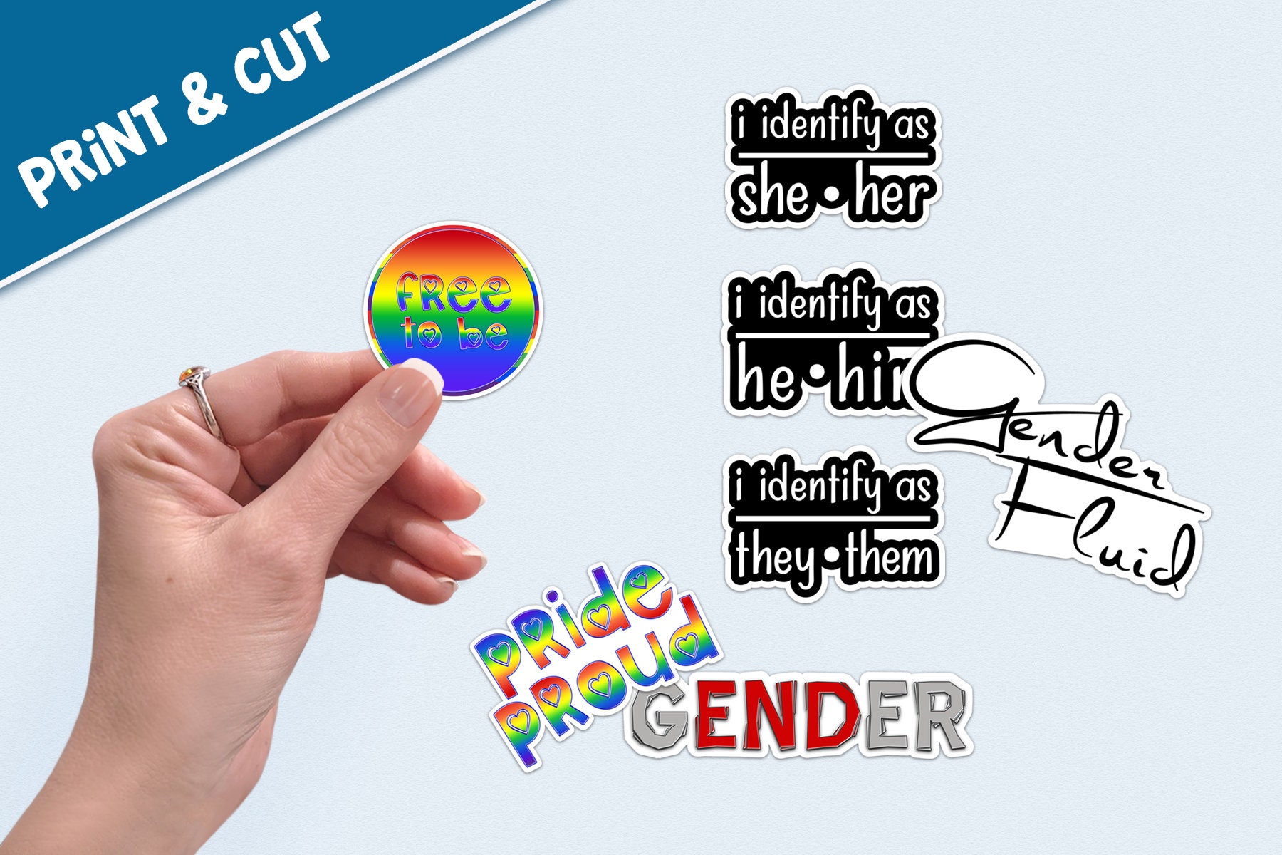 LGBTQ, Pronoun Printable Stickers, Gender Print and Cut PNG Labels - Etsy