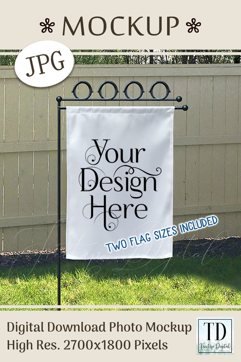 Yard Flag Mockup, A White Garden Flag JPG Mock-up for SVG or ...