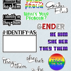 LGBTQ, Pronoun Printable Stickers, Gender Print and Cut PNG Labels - Etsy