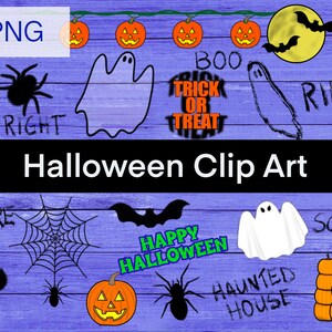 Halloween Clipart Set. Bats, Black Cat, Spiders, Webs, Pumpkins and ...