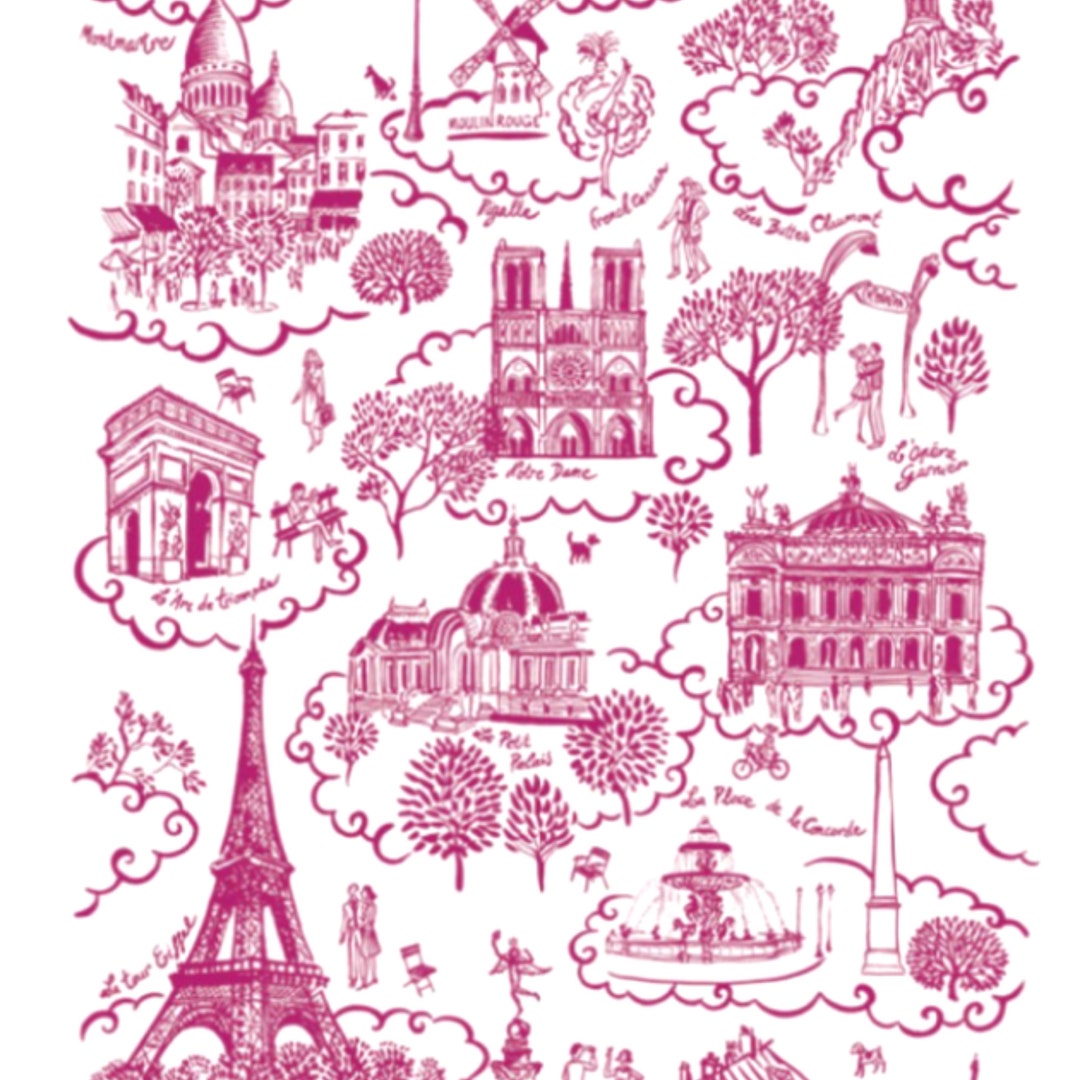 Paris Monuments Tea Towel-toile De Jouy Dishtowels-french Kitchen Towel ...