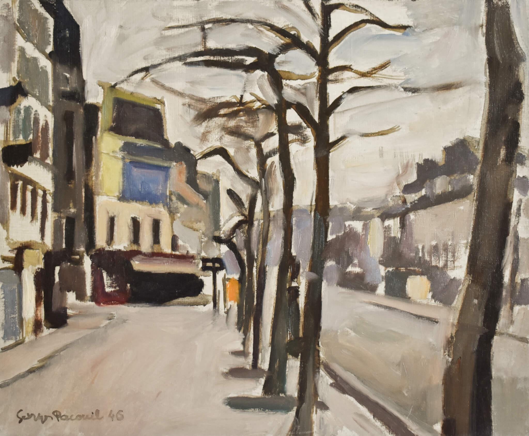Paris Winter Street 1946 | Georges Pacouil Oil Painting | Pompidou ...