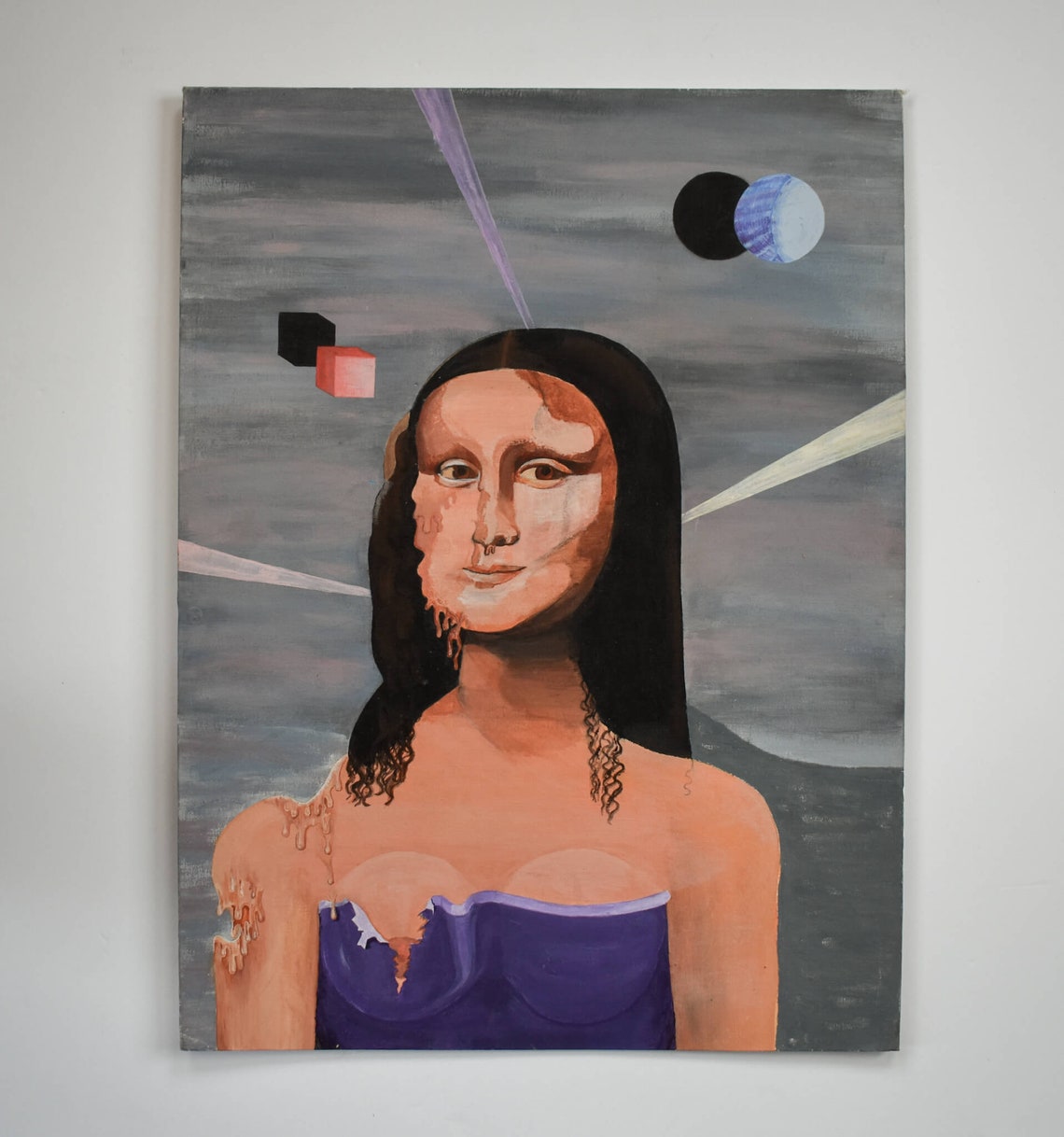 Modern Oil Painting, Surrealist Mona Lisa Portrait Circa 1990, by ...