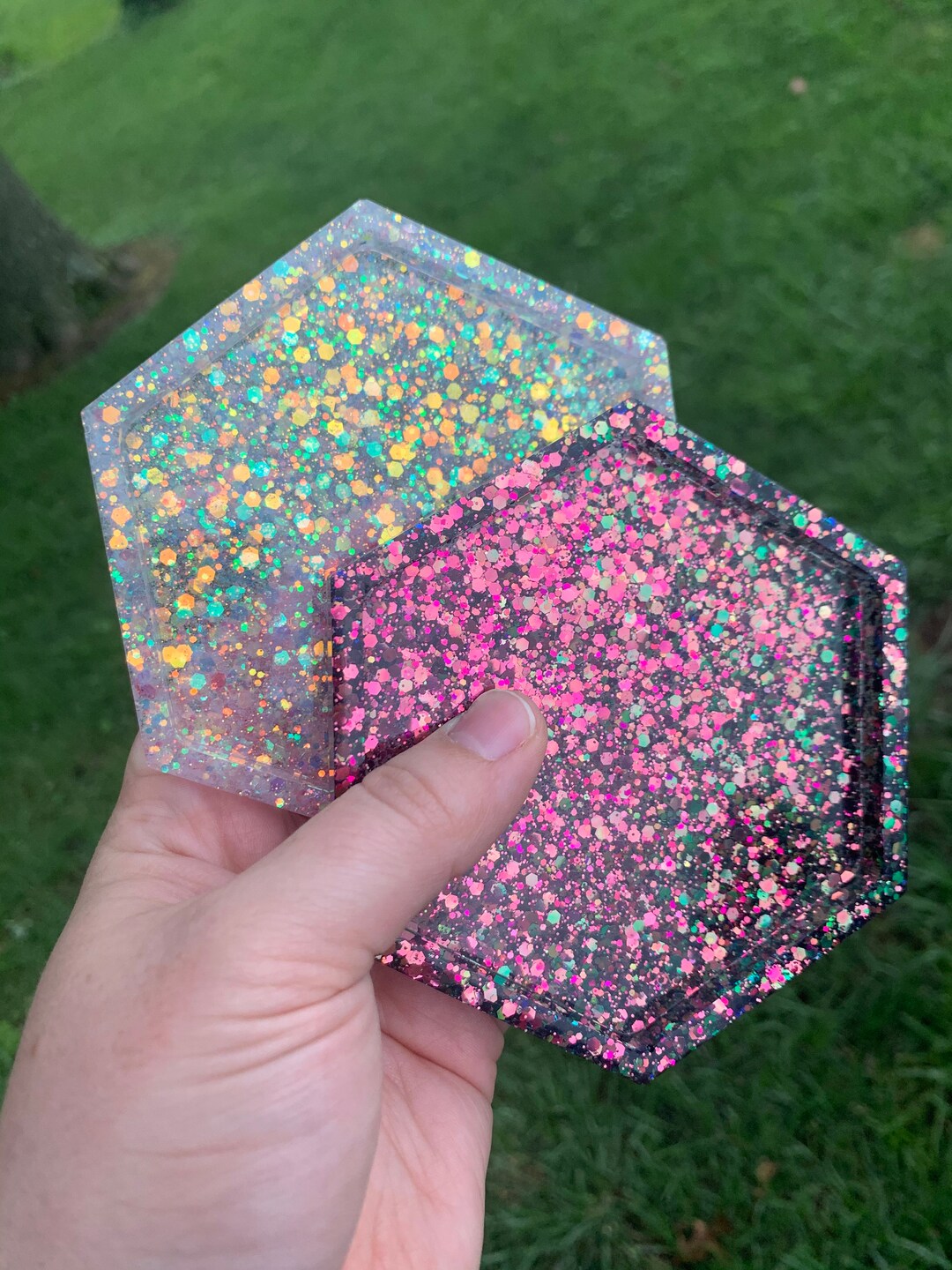 Customizable Glitter Hexagon Coasters - Etsy