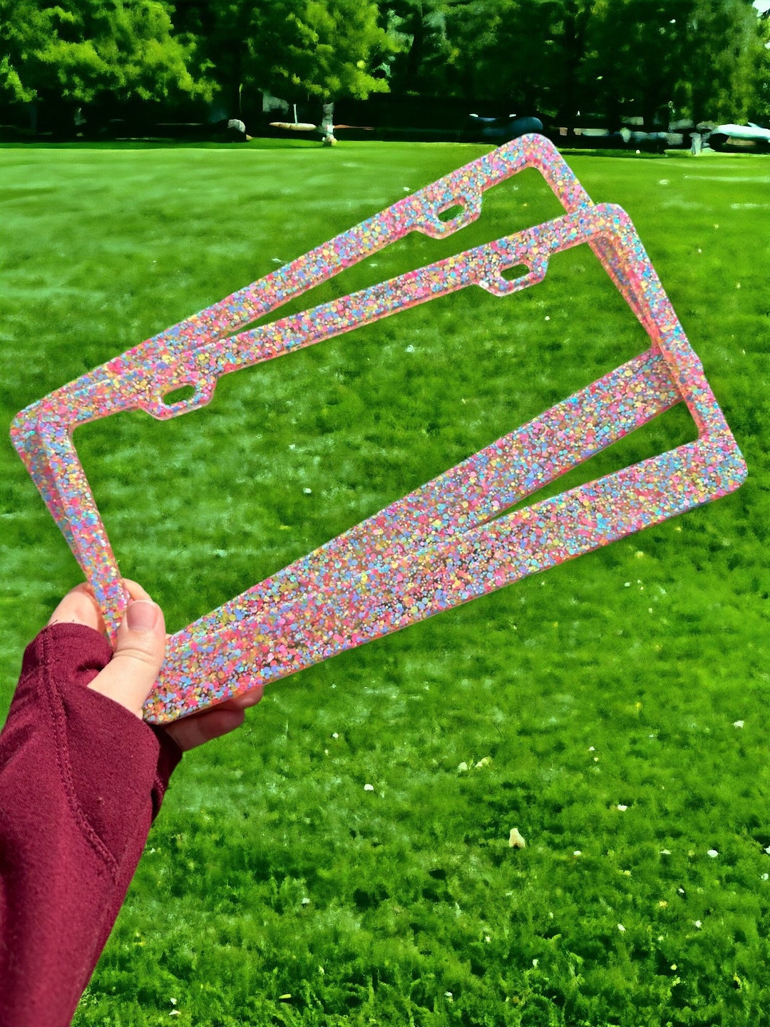 Bright Neon Glitter License Plate Frame | Front Vanity License Plate ...