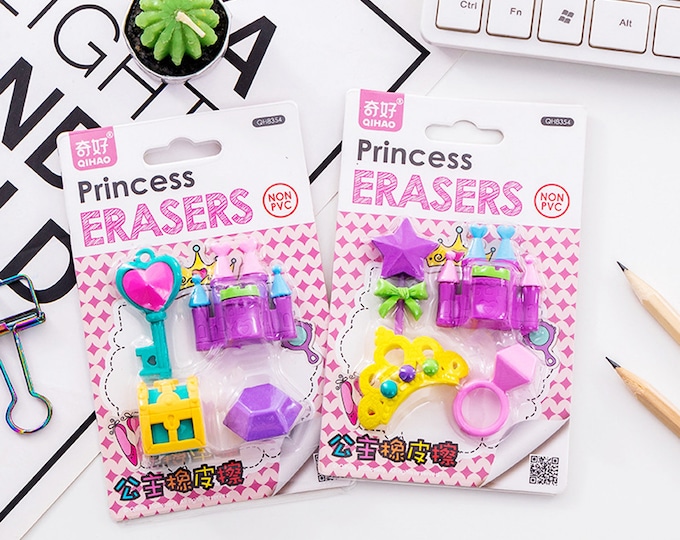 Princess Eraser Pack, Cute Erasers for Girls, Kawaii Castle Erasers Set ...