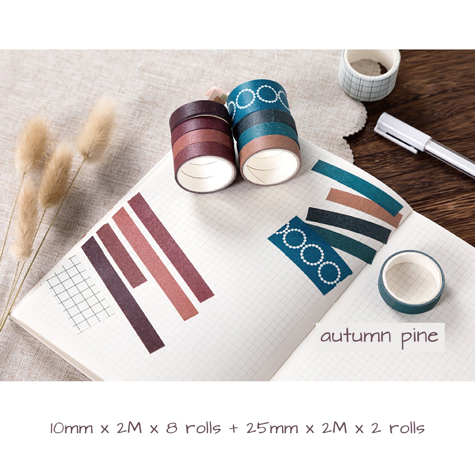 Washi Tape Pack set of 10 Vintage Washi Tape Block Colour | Etsy