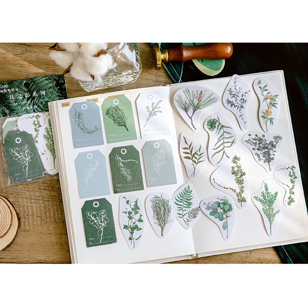 Botanical Sticker Pack, Foliage Stickers, Plant Stickers 40 Pcs, Gift ...