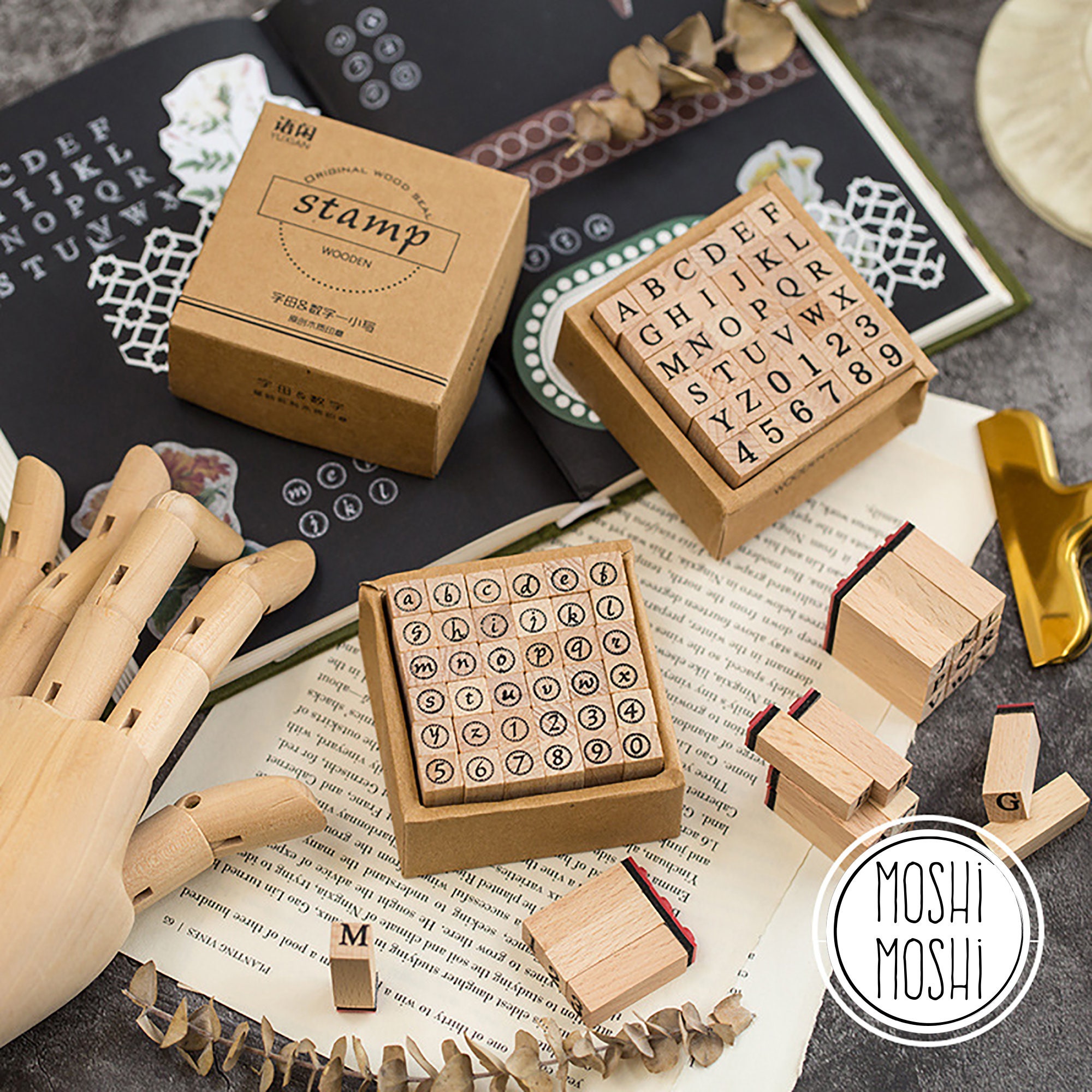 A-Z Stamp Set Numeric Stamps Wooden Alphabet Stamp Set | Etsy