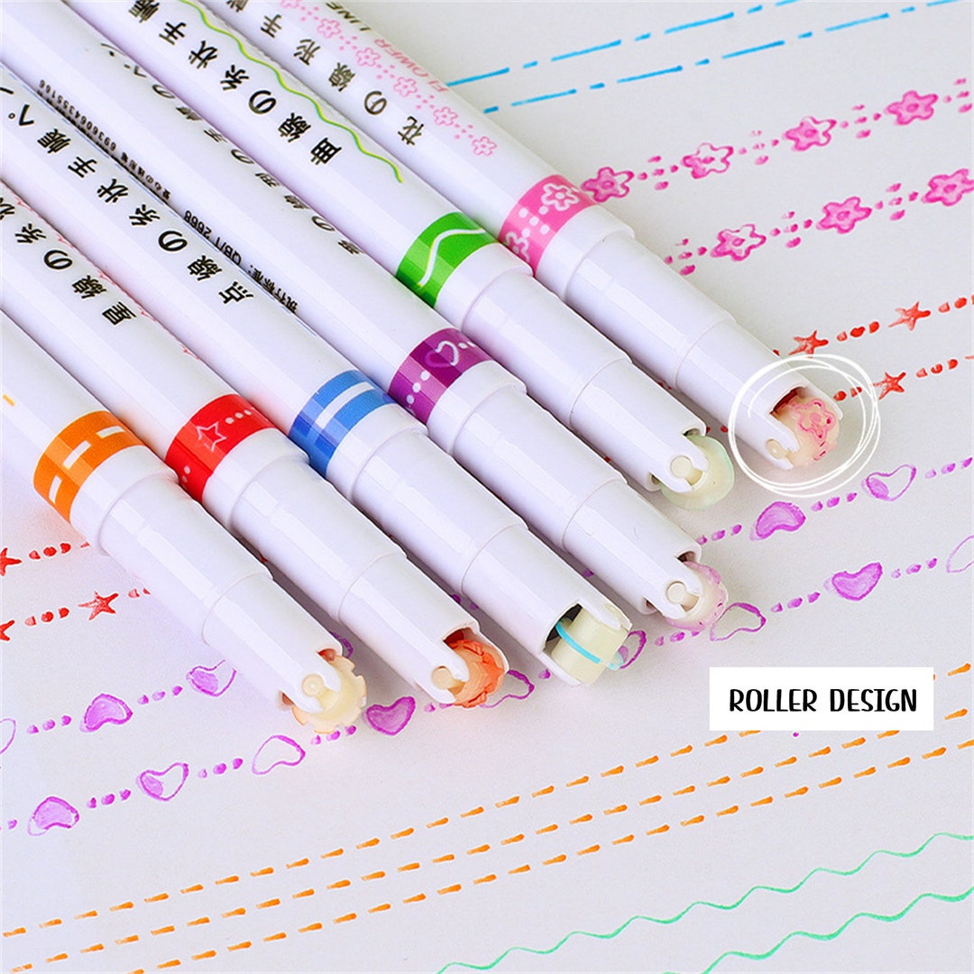 Roller Stamp Pen Set, Linear Marker Pen, Border Embellishment, School ...