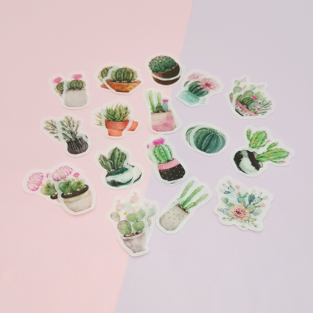 Cactus Sticker Pack, Succulent Stickers, Pot Plant Sticker Pack, Garden ...
