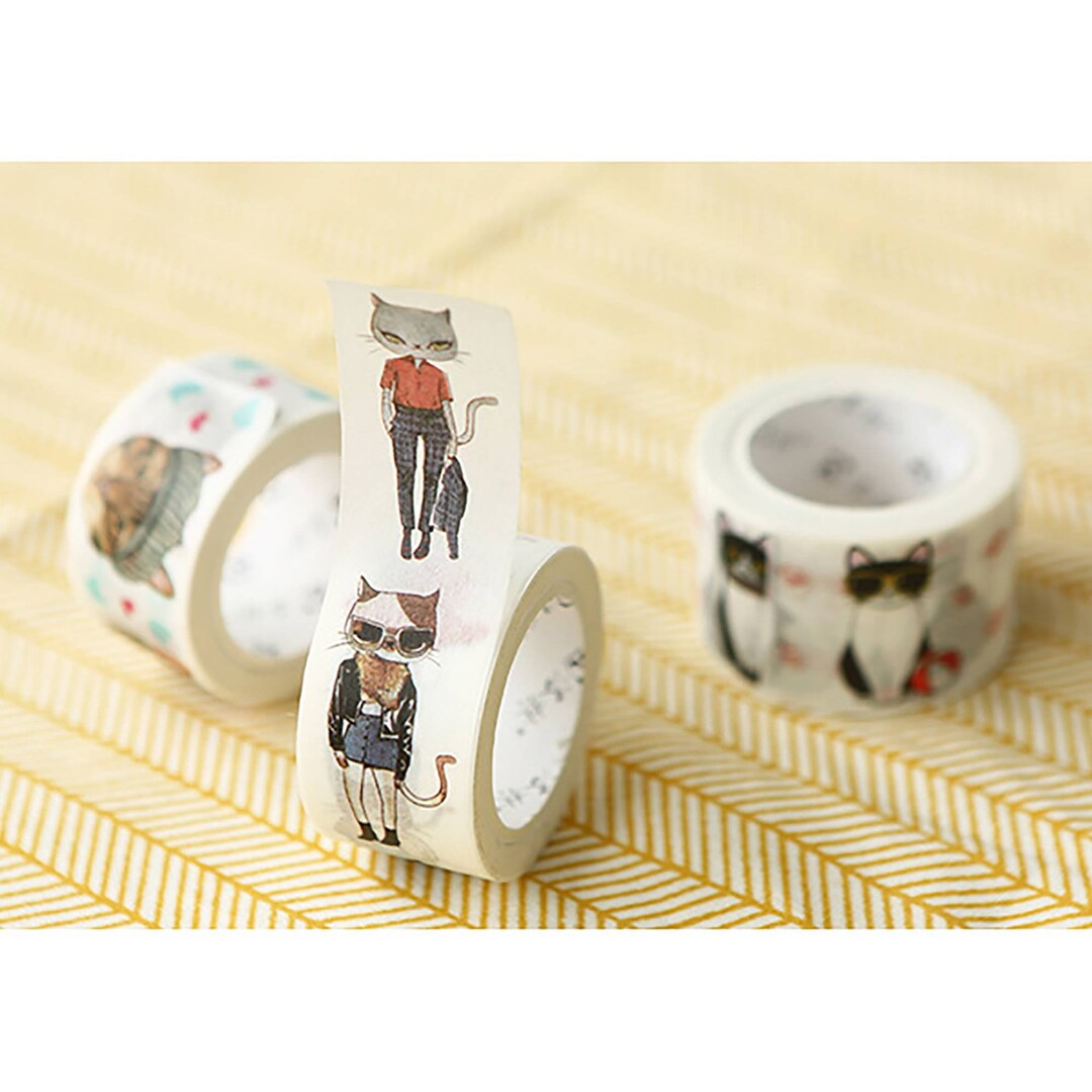 Fashion Cat Washi Tape Smart Dressed Cats Cute Cat Washi - Etsy Australia