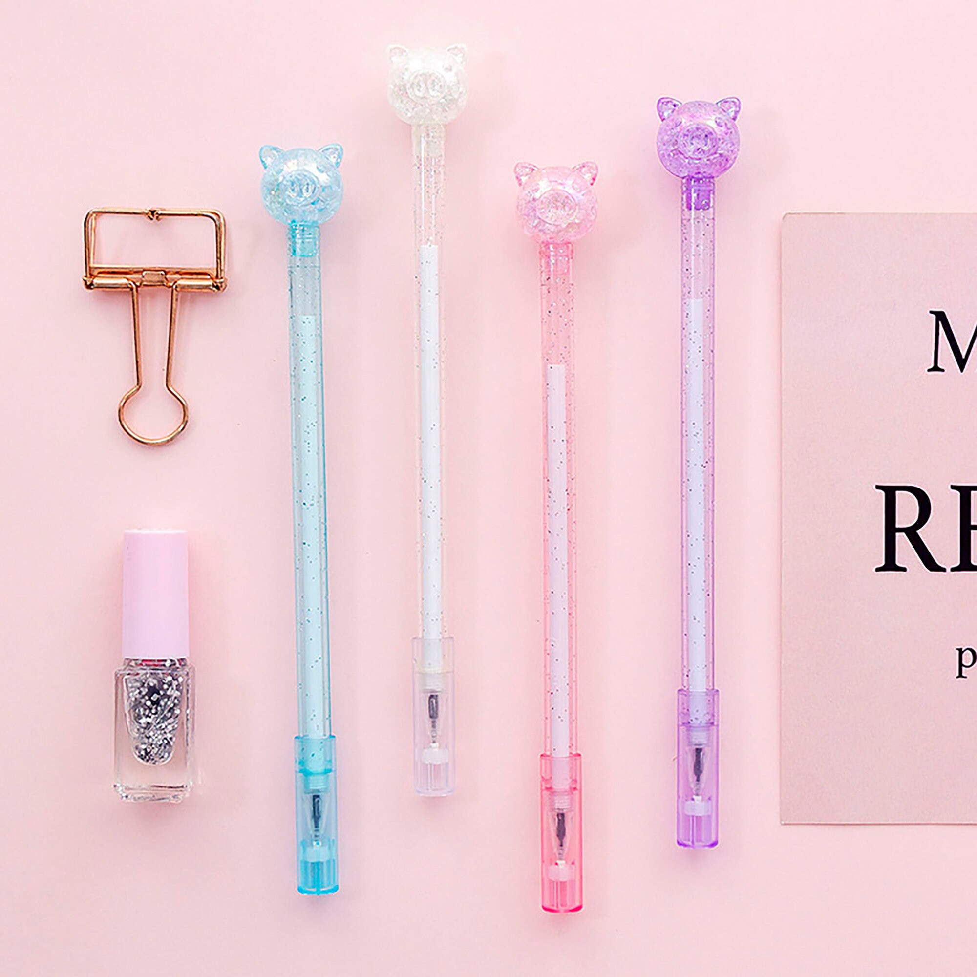 Cute Glittering Piggy Pen Iridescent Animal Pens Animal | Etsy