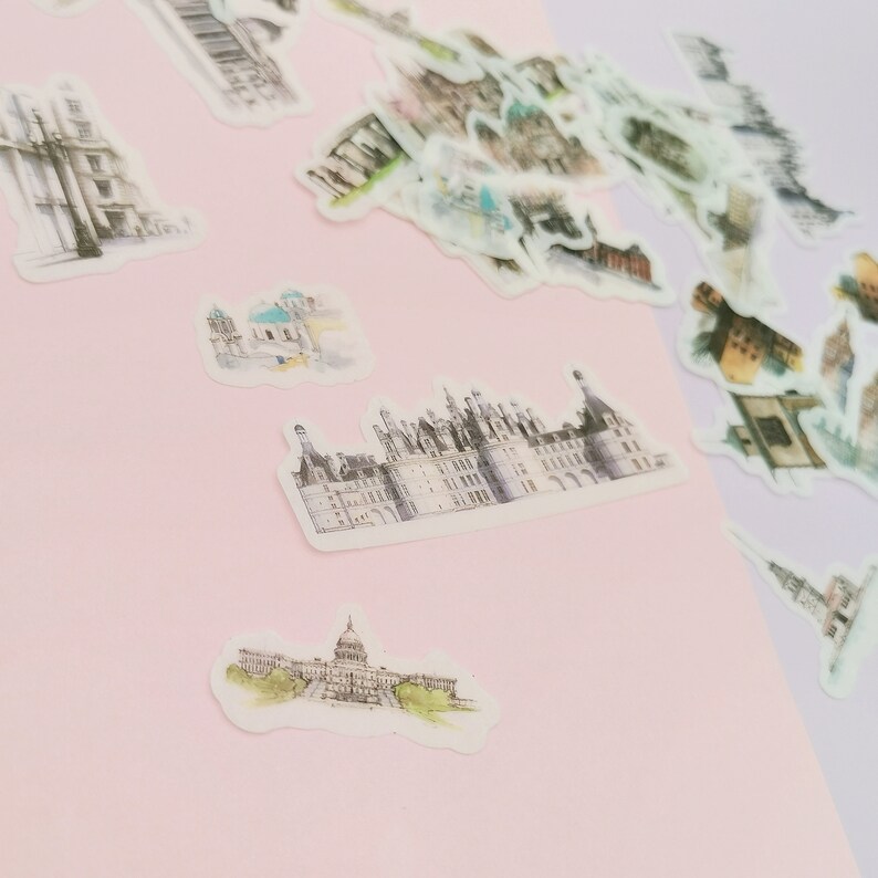 Illustrated Landmark Stickers Around the World Stickers - Etsy