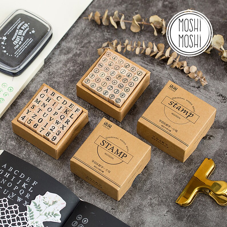 A-Z Stamp Set Numeric Stamps Wooden Alphabet Stamp Set | Etsy