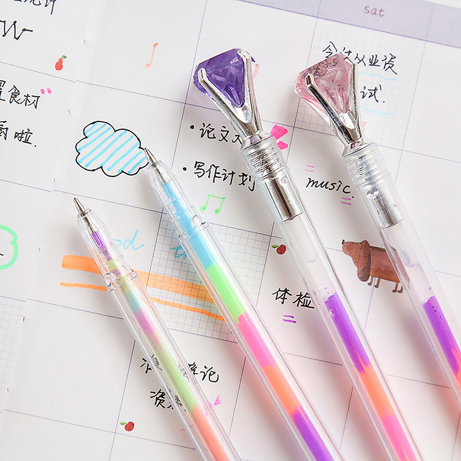 Multicolour Gel Pen Rainbow Pen Diamond Pen Colour Change - Etsy