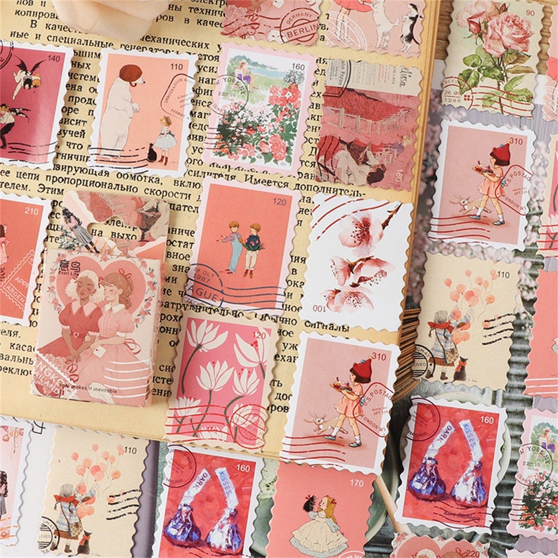 Vintage Stamp Sticker Pack Collectible Stamp Stickers for - Etsy