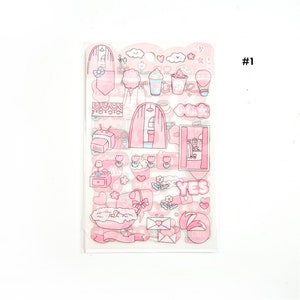 Japanese Kawaii Sticker Pack, 4 Sheets, Stamp Stickers, Sakura, Unicorn ...