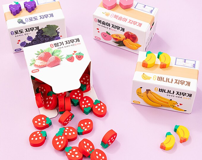 Mini Fruit Erasers Banana Strawberry Peach Grape Erasers - Etsy Ireland