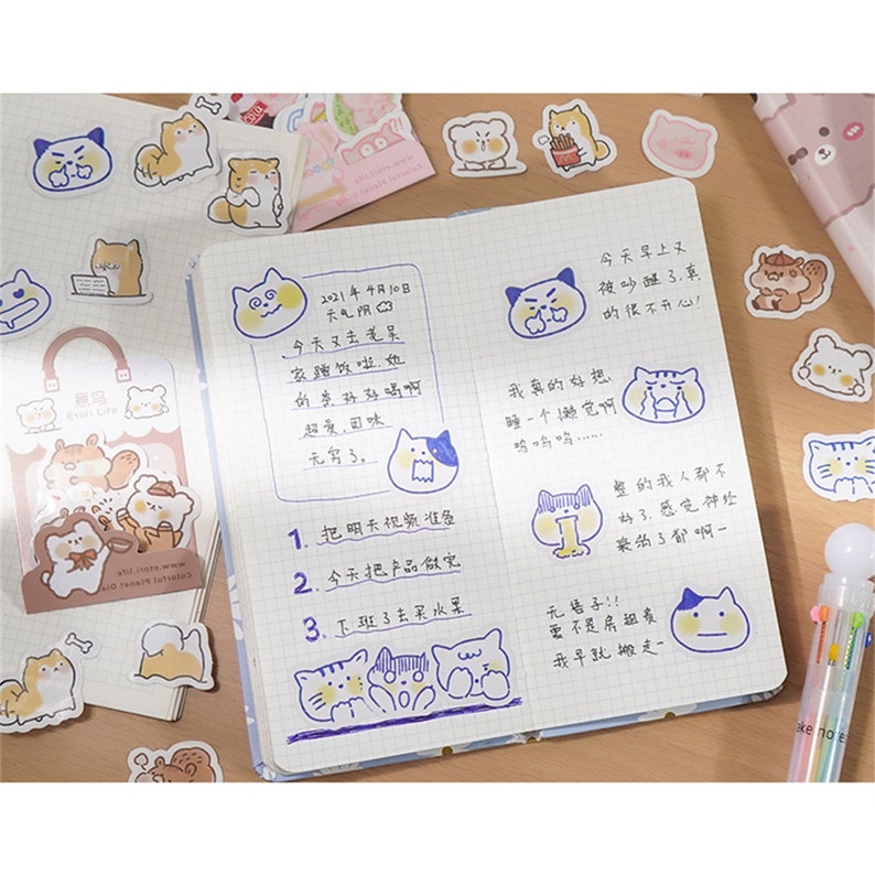 Cute Emoti Planner Sticker Pack Kawaii Cats Stickers Funny - Etsy