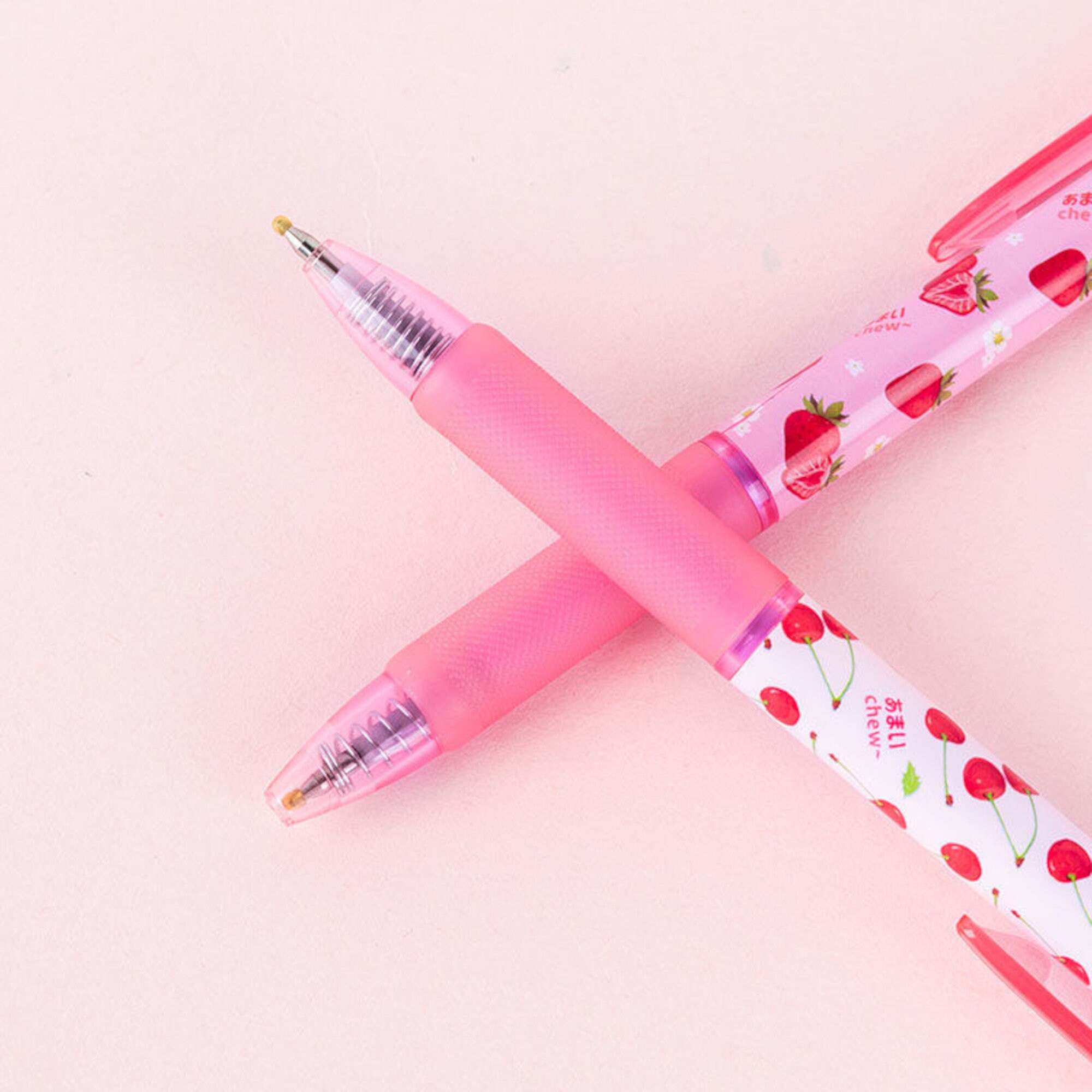 Retractable Fruit Pens Black Ink Peach Strawberry Pens - Etsy UK
