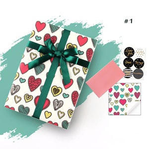 Love Heart Wrapping Paper Sheet Valentine Gift Wrapping - Etsy
