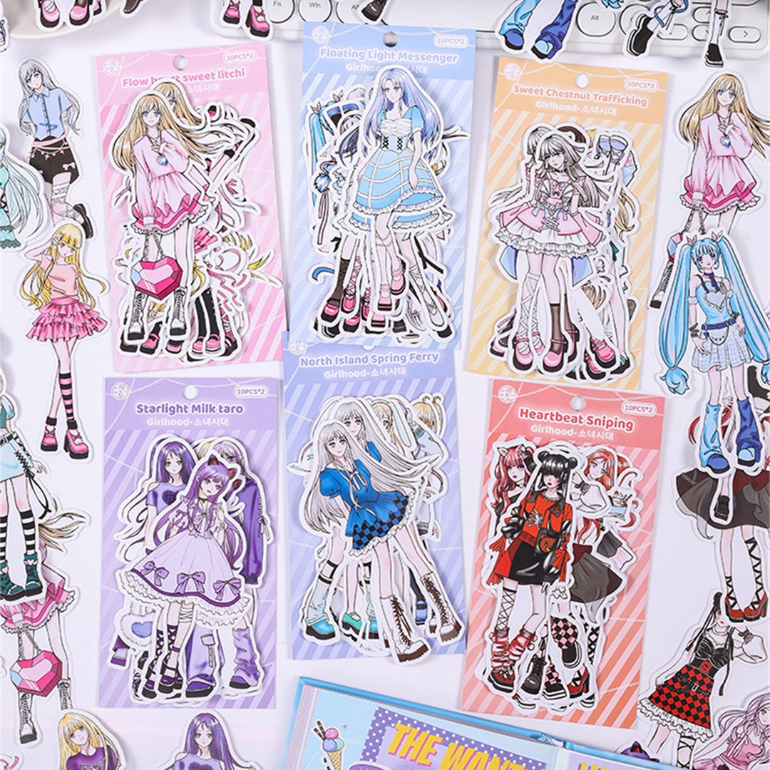 Manga Anime Girl Stickers, 20 Stickers, Kawaii Animation Girl Stickers ...