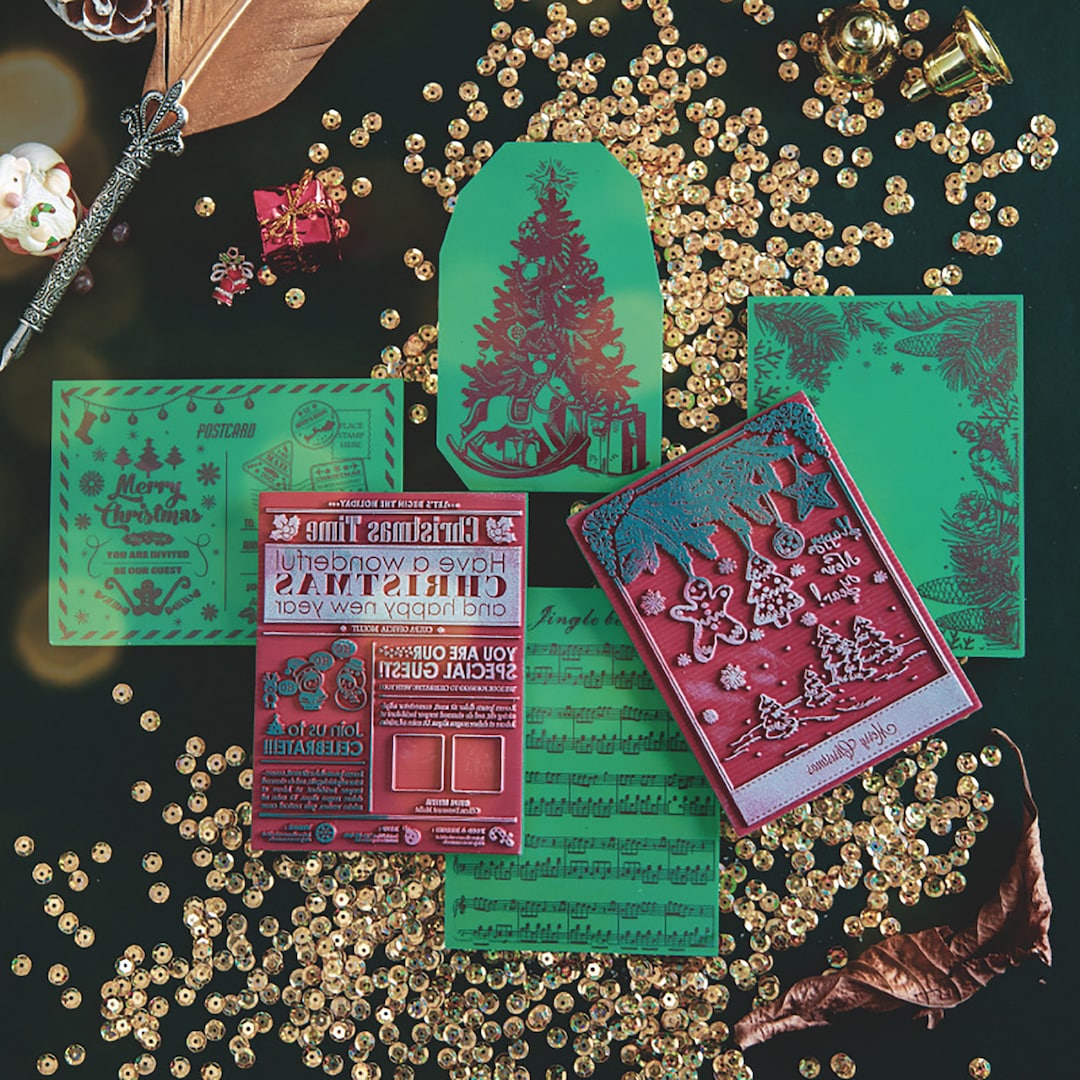 Christmas Rubber Stamp With Card Set Christmas Tree Stamp - Etsy UK