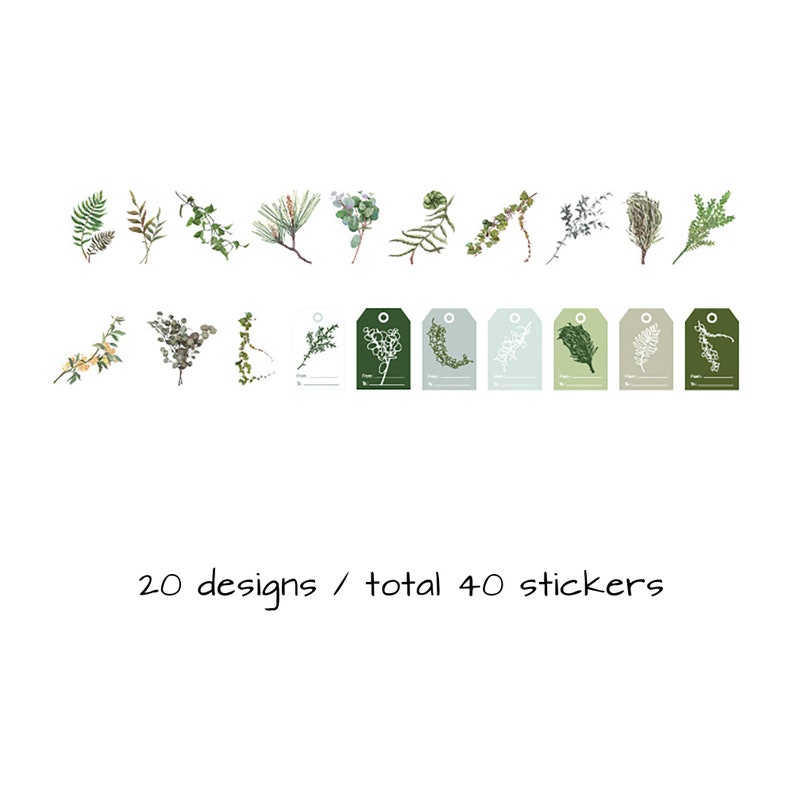 Botanical Sticker Pack Foliage Stickers Plant Stickers 40 | Etsy