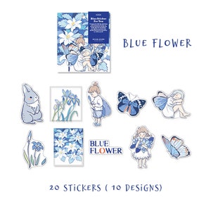 Blue Flower and Blue World Stickers for Journalling. Blue Theme ...