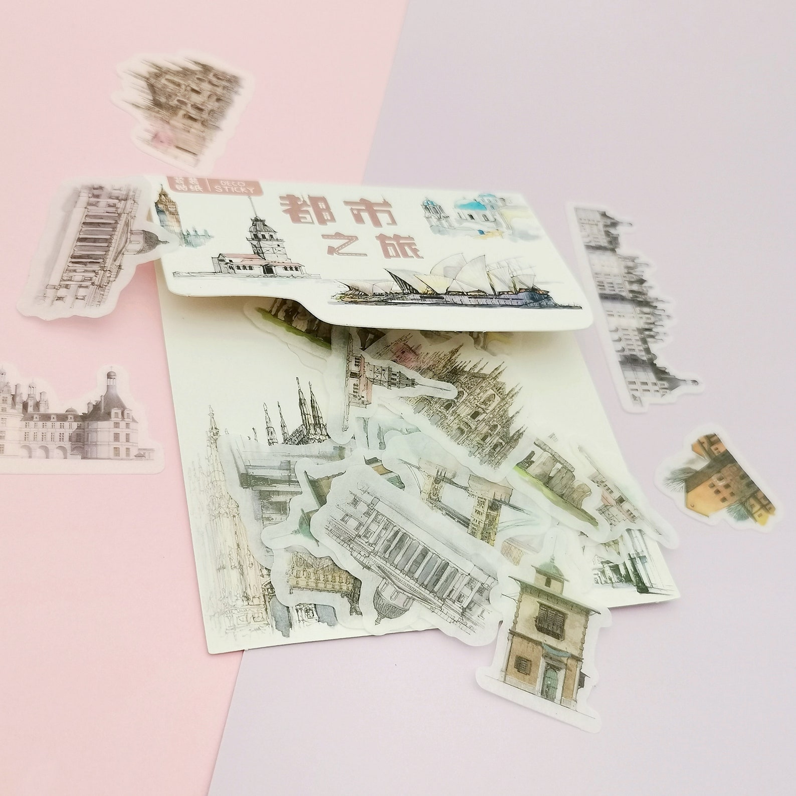 Illustrated Landmark Stickers Around the World Stickers - Etsy