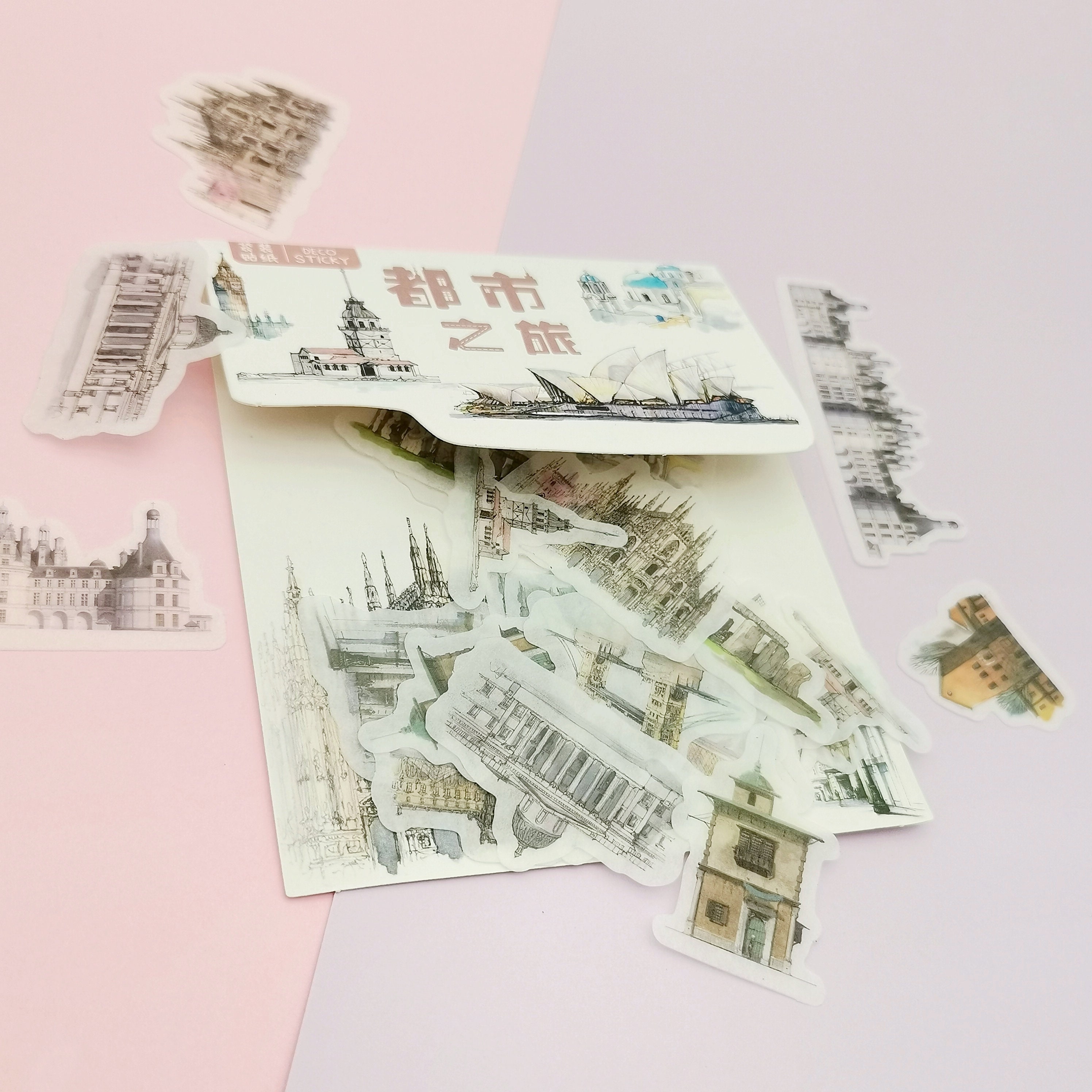 Illustrated Landmark Stickers Around the World Stickers - Etsy