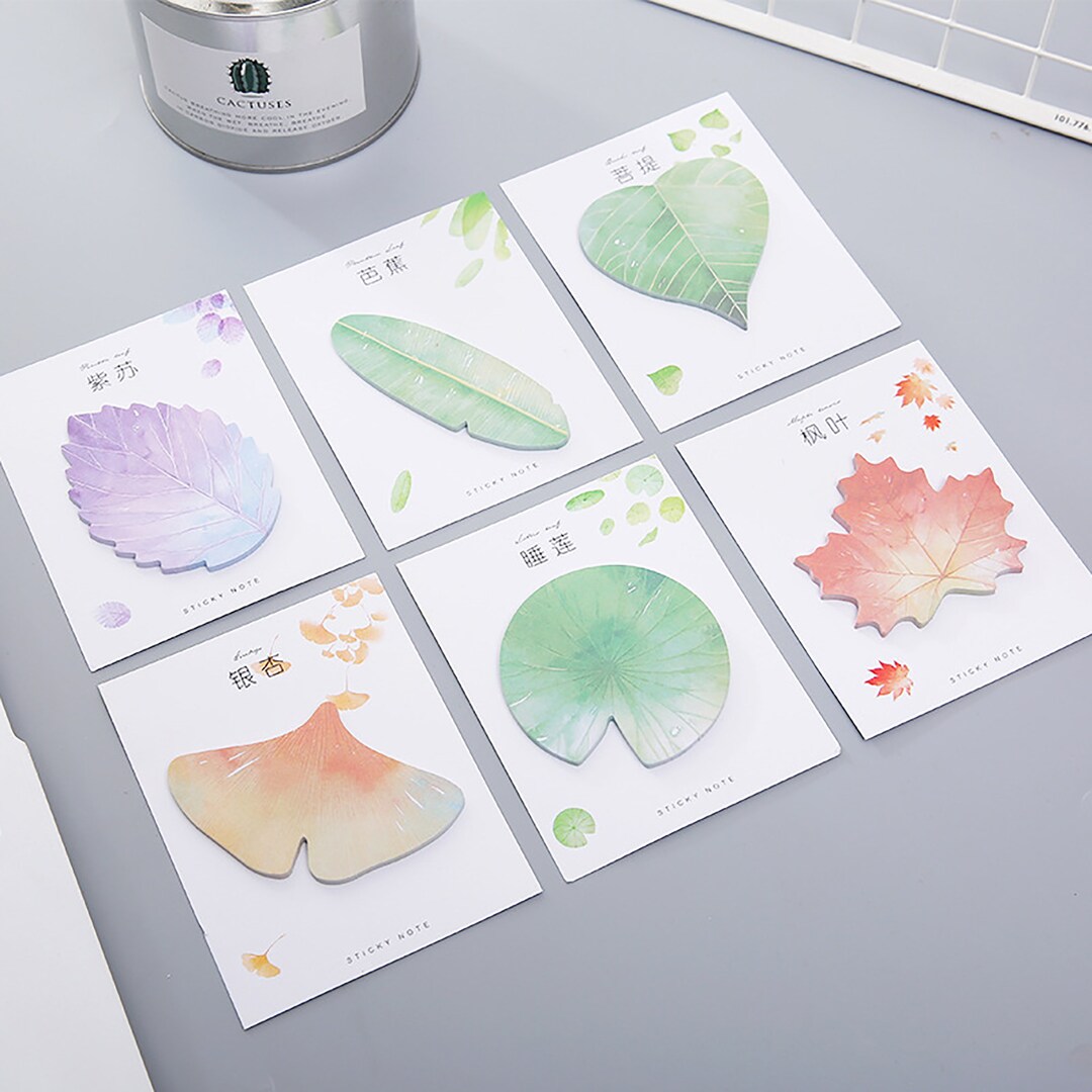 Leaf Sticky Notes, Watercolour Print Sticky Notes, Nature Sticky Notes ...