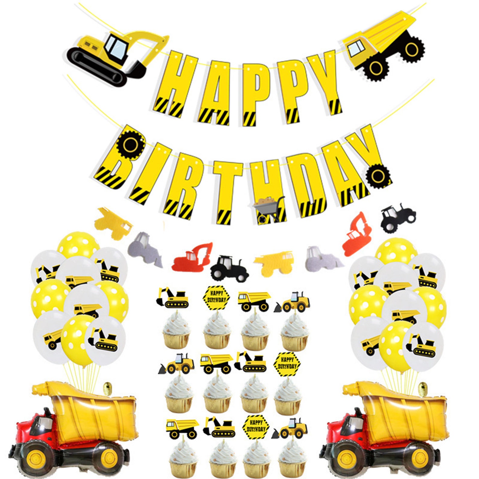 Digger and Dump Truck Birthday Party Kit Balloon Garland Kit - Etsy