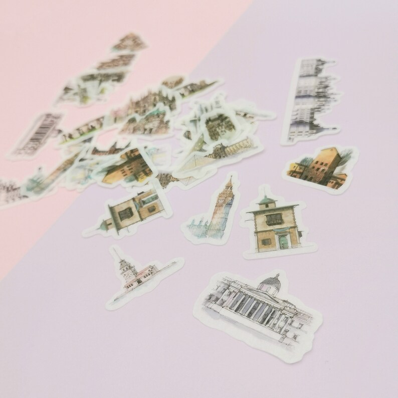 Illustrated Landmark Stickers Around the World Stickers - Etsy