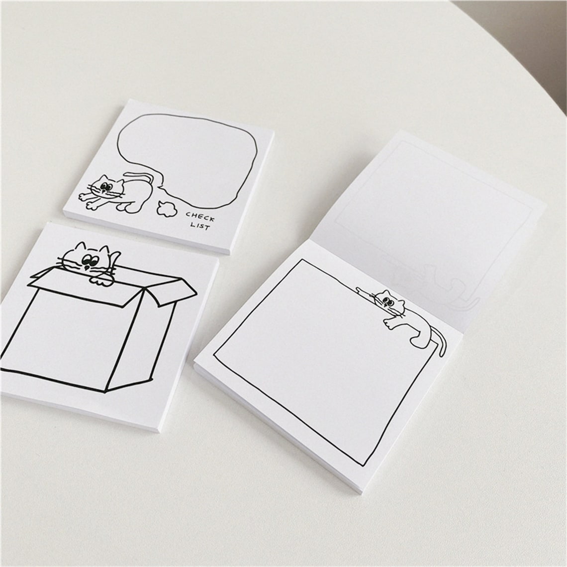 Kawaii Cat Notepads Black and White Note Pad Cute Cat Note | Etsy