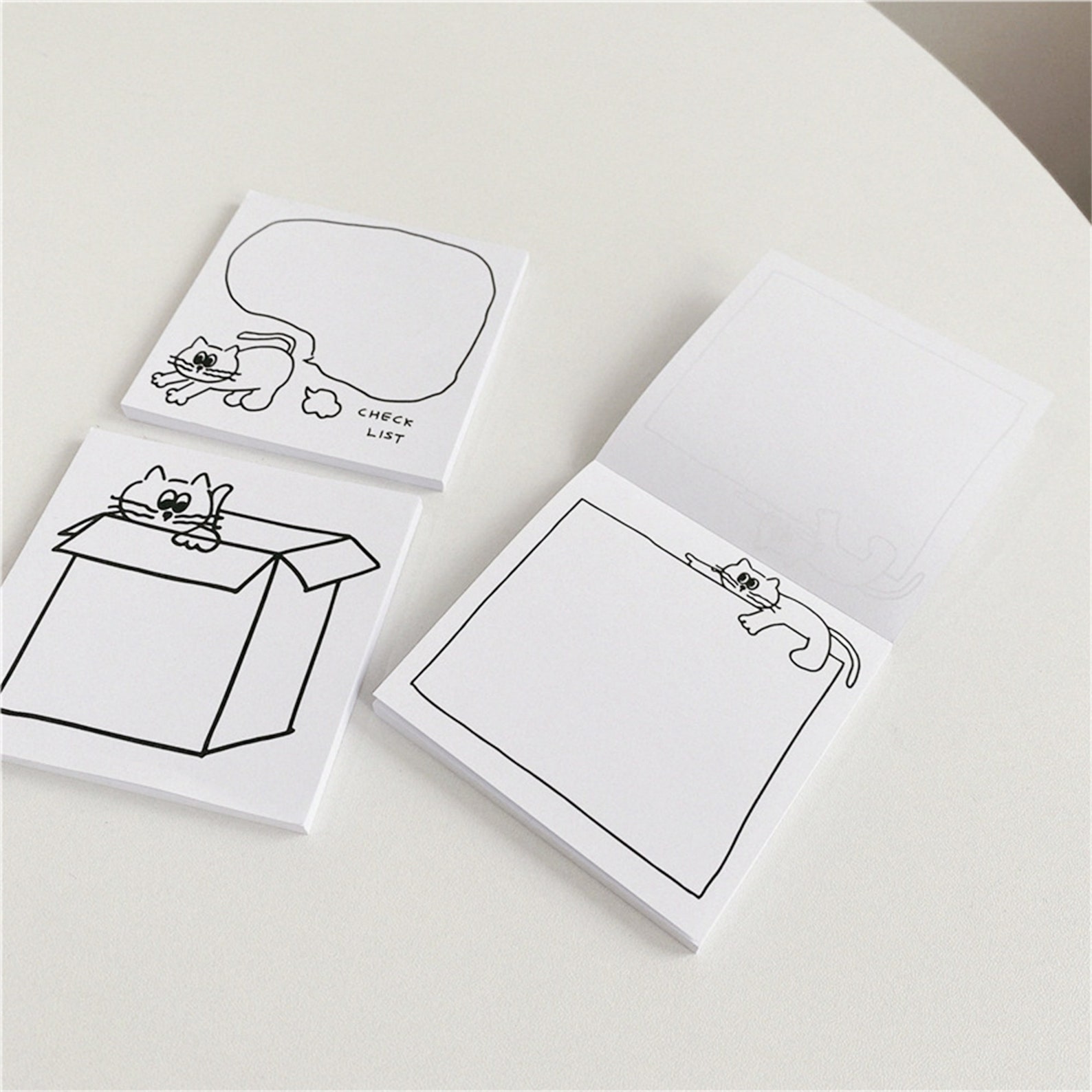 Kawaii Cat Notepads Black and White Note Pad Cute Cat Note - Etsy