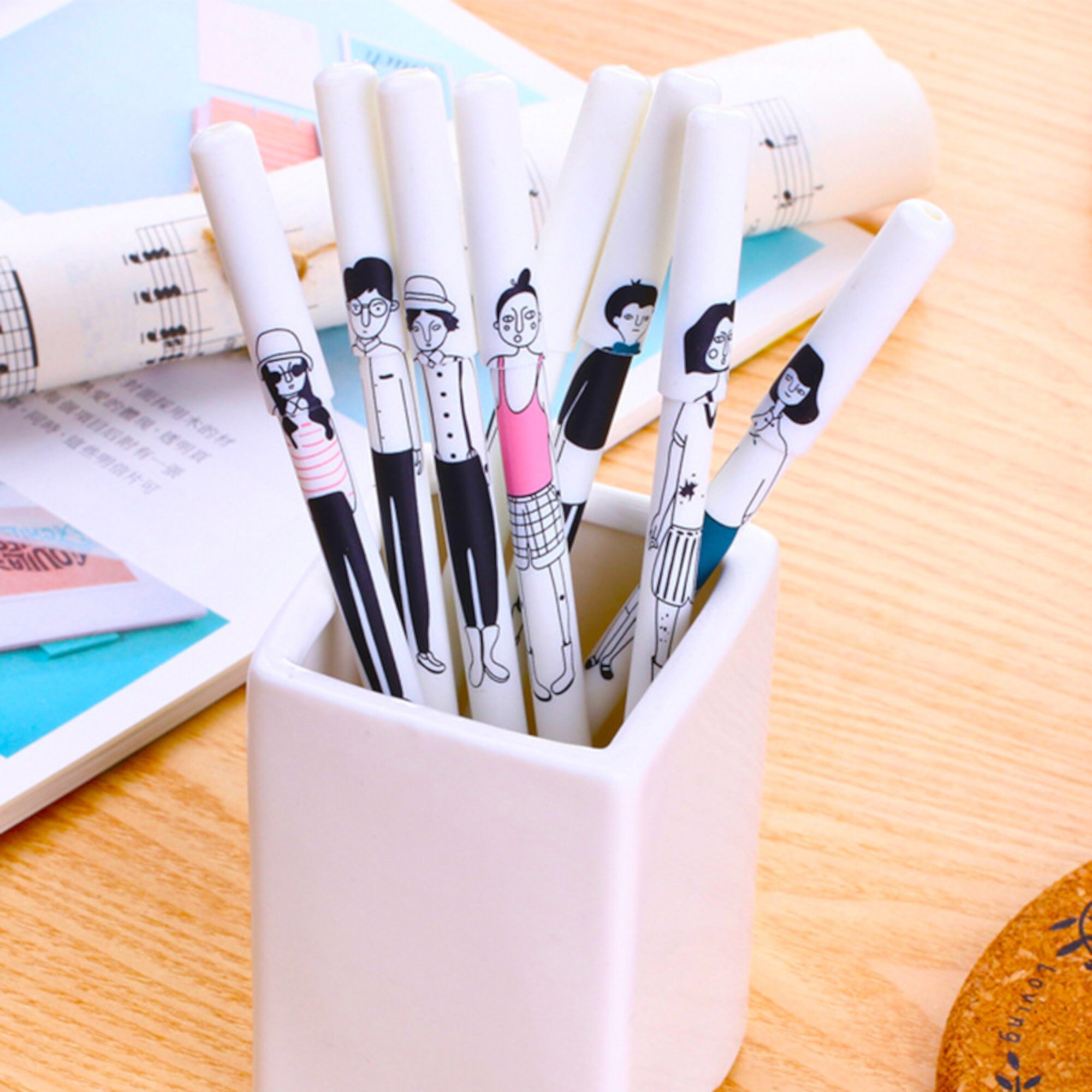 Character Pens People Pens Illutrated Pen Cute Pens School - Etsy