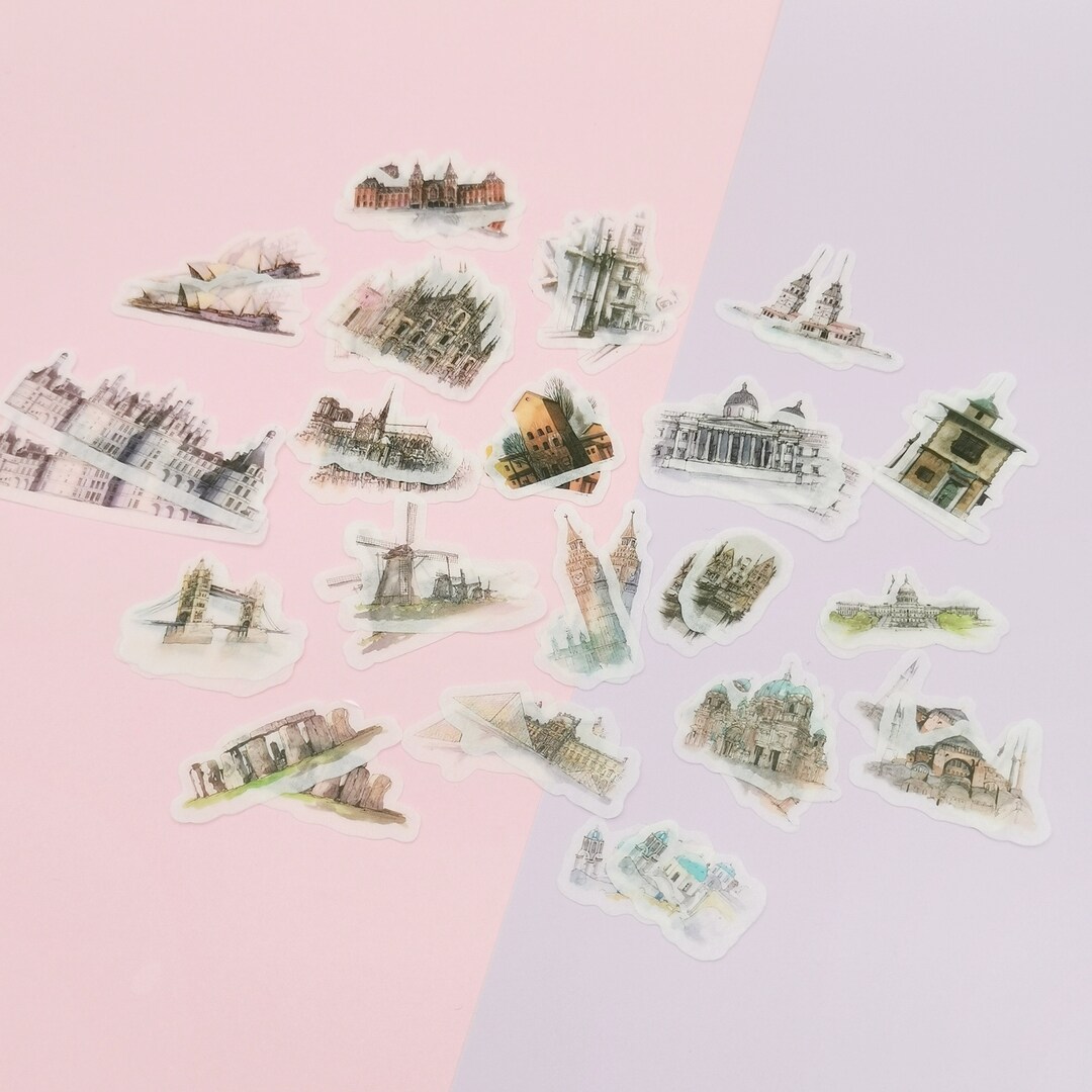 Illustrated Landmark Stickers, Around the World Stickers, Tourist ...