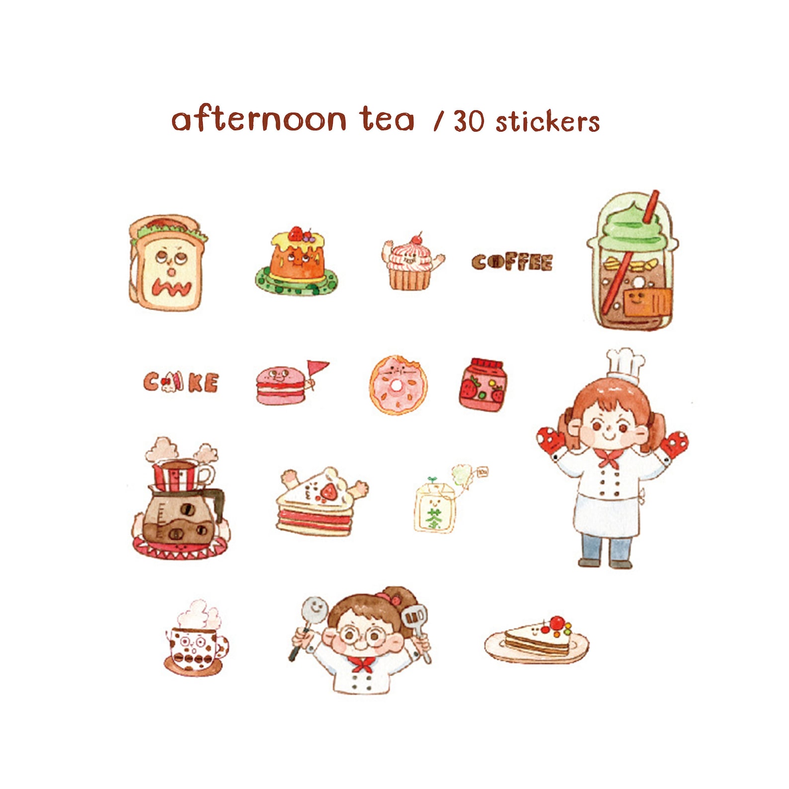 Hand Drawn Sticker Pack Illustrated Stickers Scrapbooking - Etsy