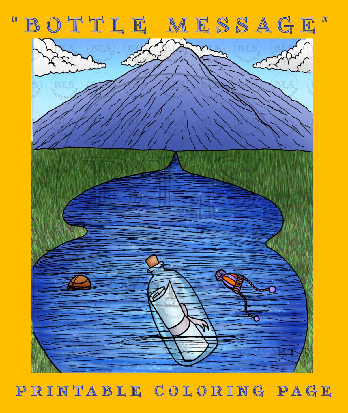 Bottle Message Printable Coloring Page Original Hand Drawn - Etsy