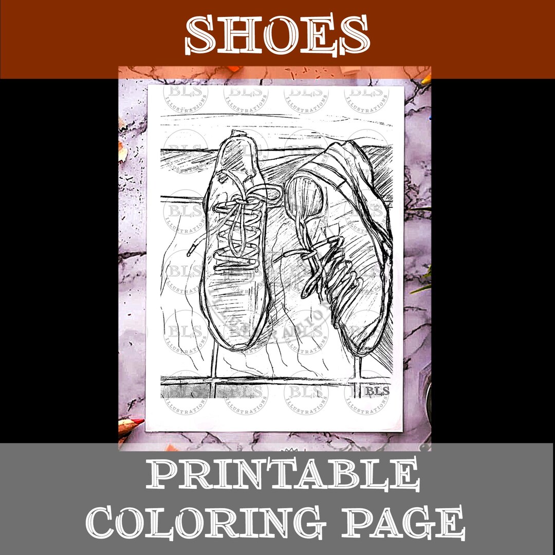 Adult Coloring Page-shoes Printable Coloring-coloring Page-line Art ...