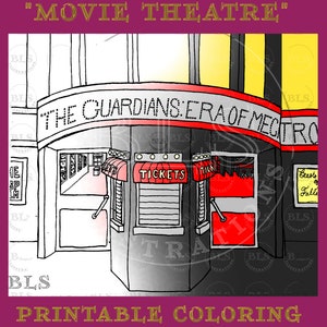 Movie Theatre Printable Coloring Page Original Hand Drawn - Etsy