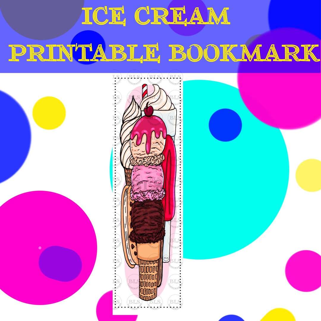 Ice Cream Printable Bookmark-digital Bookmark-aesthetic Bookmark ...