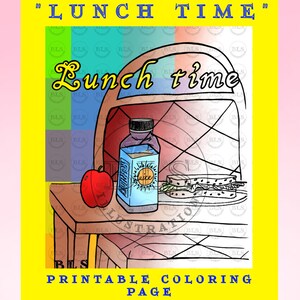 Lunch Time Printable Coloring Page Food Colouring Sheet Digital ...